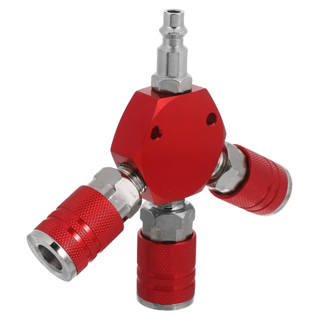 AIR HOSE SPLITTER: Red 1/4npt 3 Way Hose Splitter - Tee Pipe Fitting £ ...