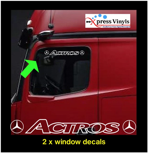 MERCEDES ACTROS CAB window decals x 2. vinyl stickers graphics. ANY ...