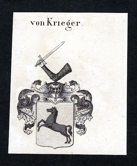 1820 KRIEGER WAPPEN Adel coat of arms heraldry Heraldik Kupferstich ...