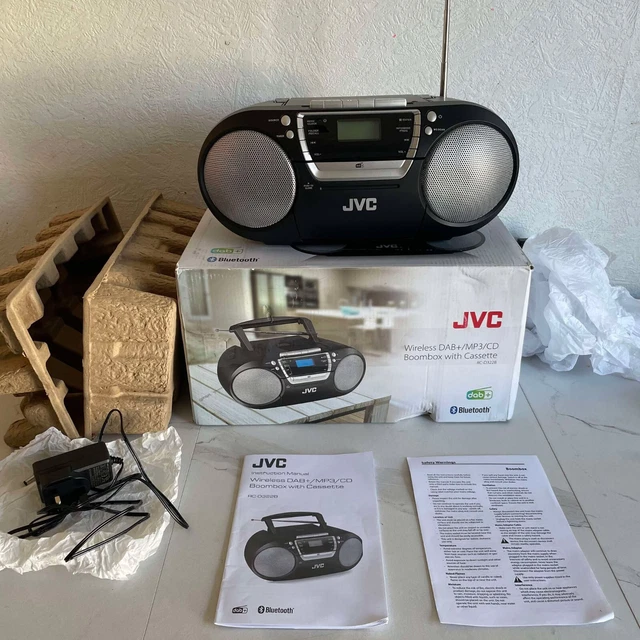 JVC RC-D322B DAB+/FM Bluetooth CD Cassette Boombox USB Portable Aux In ...
