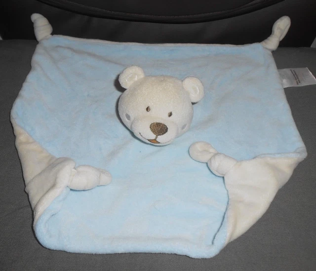 ALDI DORMIA FLORETT Textil Schmusetuch Schnuffeltuch Bär Blau/ Beige ...