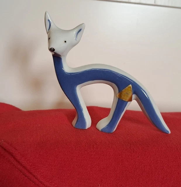 ROYAL DUX MID-CENTURY Modern 1950’s Stylised Fox in Blue & White £24.99 ...