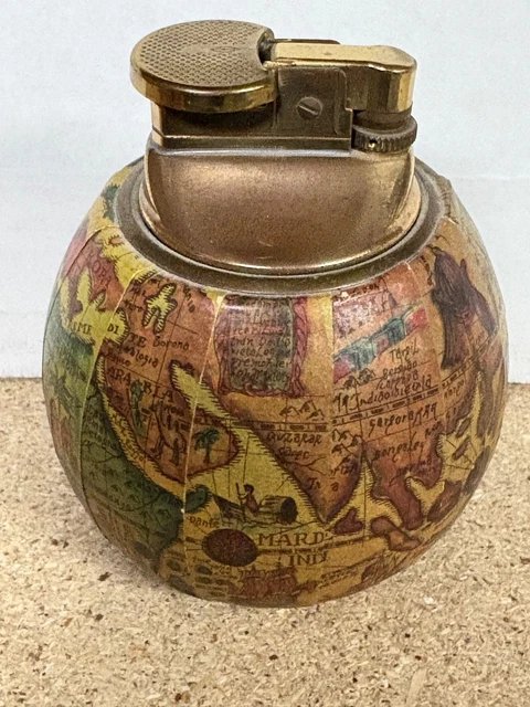 RARE CHRISTOPHER COLUMBUS World Map Table Lighter - Elegant Old World ...