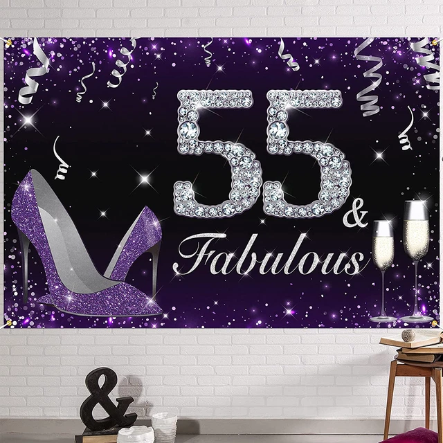 HAMIGAR 6X4FT HAPPY 55Th Birthday Banner Backdrop - 55 & Fabulous Heels ...