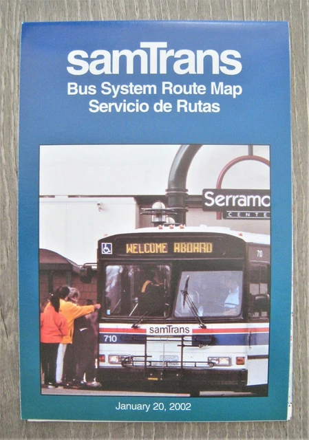 VINTAGE 1995 SAMTRANS Bus System Route Map Guide San Francisco San ...