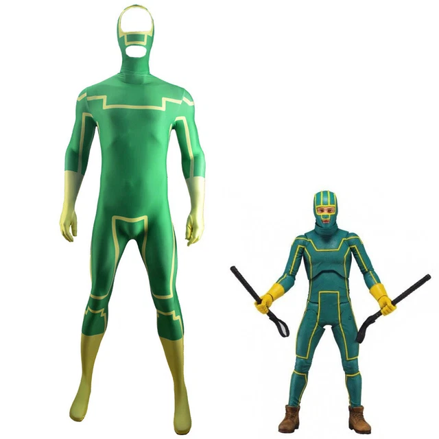 COSPLAY KICK ASS Mask Jumpsuit Superhero Dave Lizewski Adult Kids ...