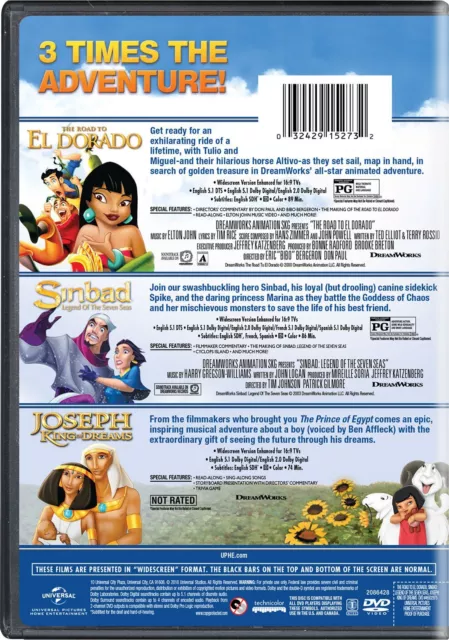 THE ROAD TO El Dorado / Sinbad: Legend of Seven Seas / Joseph: King of ...