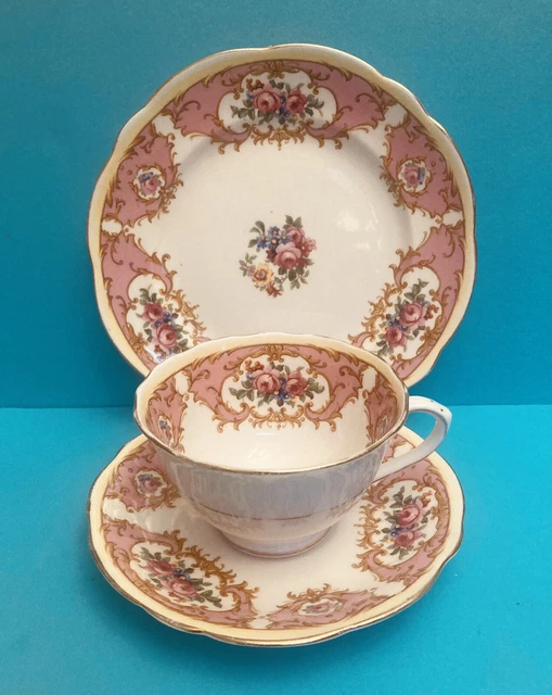 VINTAGE FOLEY BONE China ' Rockingham ' Pattern Tea Trio c.1930's £13. ...