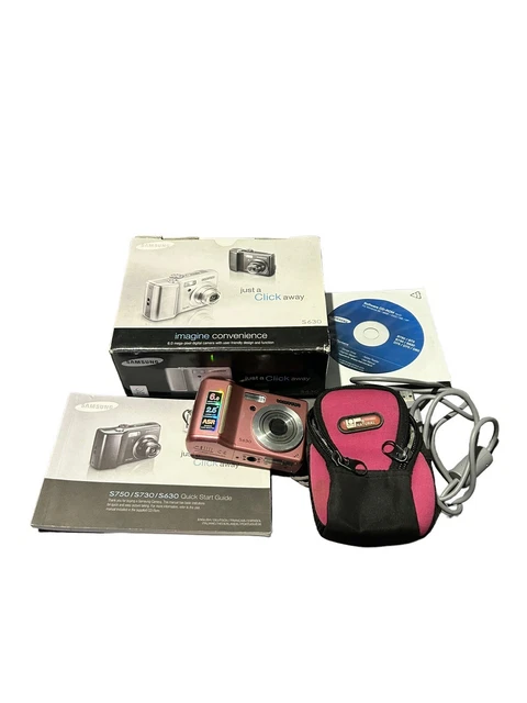 SAMSUNG S630 COMPACT Digital Camera 6MP Optical Zoom W/ Box Pink Tested ...