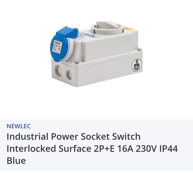 NEWLEC SWITCHED INTERLOCKED Socket 16A 230V 2P+E £49.24 - PicClick UK