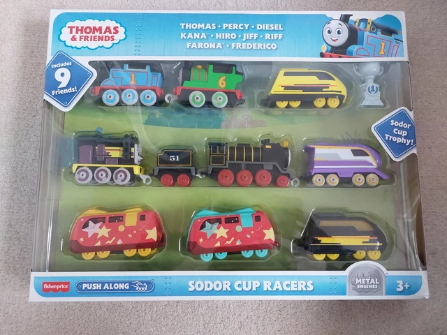 THOMAS & FRIENDS Sodor Cup Racers Push Along Metal Train Engines 9 Pack ...