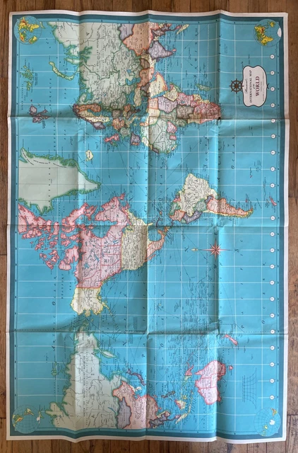 HAMMOND'S INTERNATIONAL WALL Map of World 1950s Mercators Projection ...