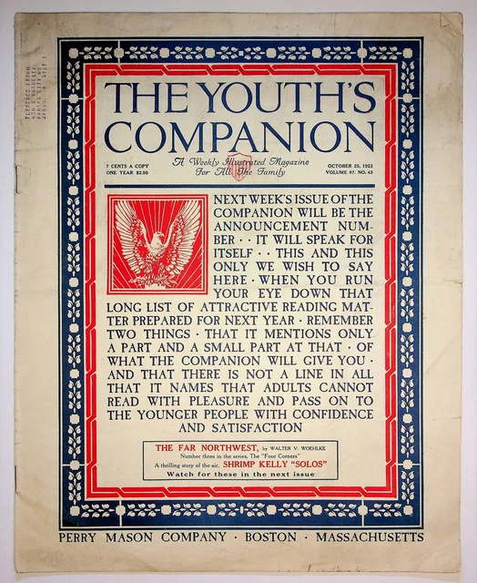 YOUTH'S COMPANION MAGAZINE Oct 25 1923 VG- 3.5 £11.81 - PicClick UK