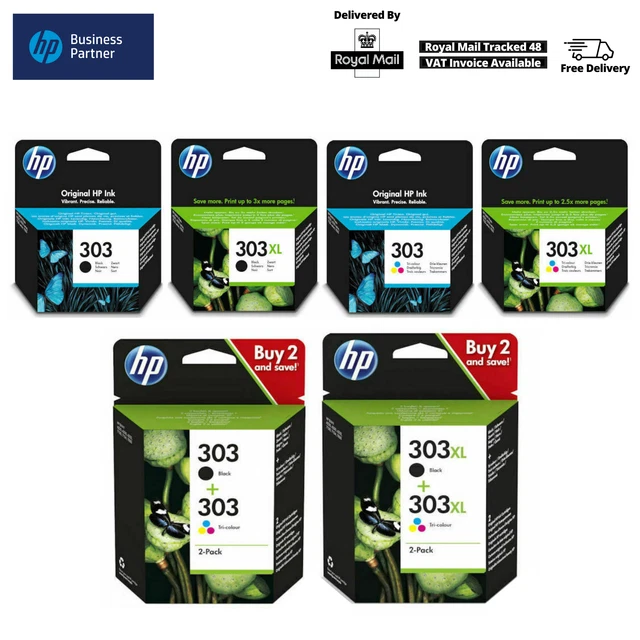 LOT ORIGINAL HP 303/ HP 303XL Ink Cartridges BK & Color for Envy Photo ...