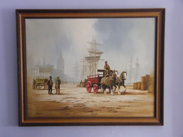 VERY LARGE OLD Cornish Harbour Scene ( Falmouth) £450.00 - PicClick UK