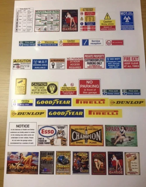 1/18 DIORAMA GARAGE signs posters safety signs combination (sheet 0002 ...