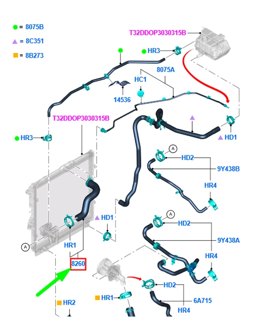 NEW FORD RANGER T6 Mk1 Upper Cooler Hose 2124722 Ab39-8B274-Bc Original ...