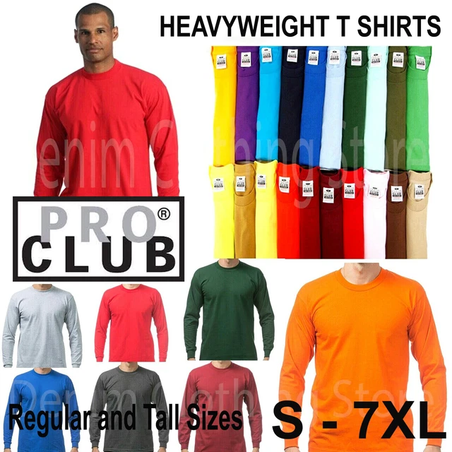 PRO CLUB MEN Heavyweight Shirt Long Sleeve Pro Club Tee Any Color T-Shirt S~7Xl $20.22 - PicClick AU