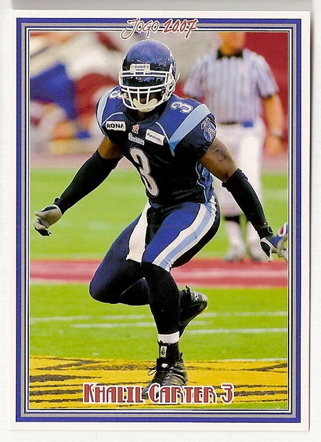 CARTE KHALIL CARTER 2007 Jogo CFL #166 Toronto Argonauts Arkansas ...