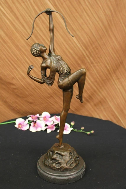 SCULPTURE STATUE NU Art Déco De Diane La Chasseresse En Bronze Signée ...