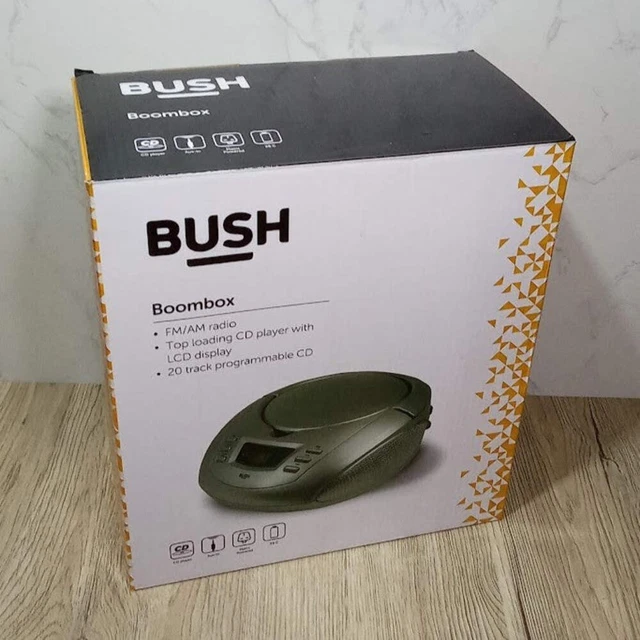 BUSH PORTABLE CD Player Boombox Stereo With FM Radio + Aux Silver LCD ...