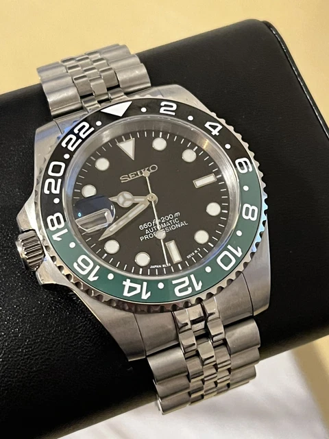 SEIKO SII CUSTOM build left handed green/black automatic watch NH35 ...