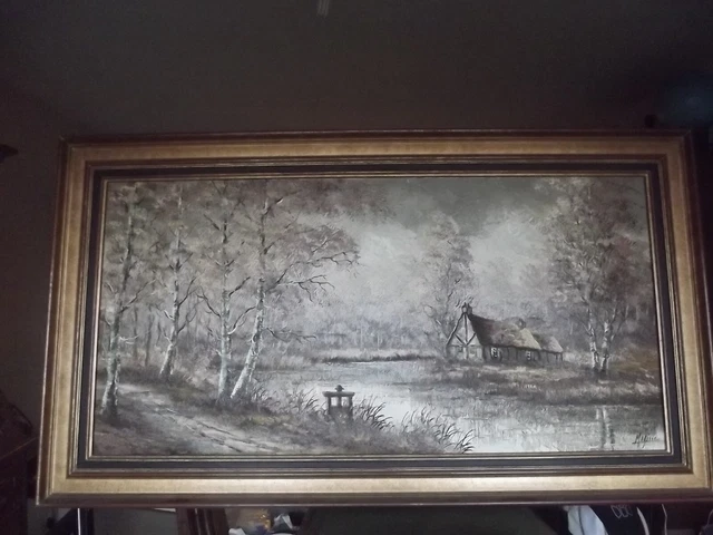 TABLEAU HUILE SUR toile signé Robert Mogisse née en 1933 à restauré ...