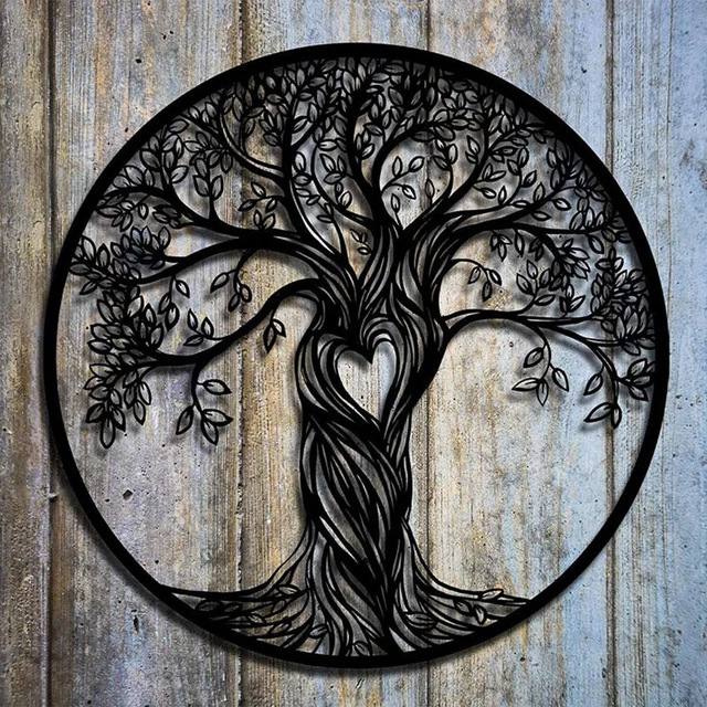 TREE OF LIFE Metal Hanging Wall Art Rustic Sculpture Garden ...