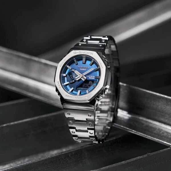 CUSTOM G SHOCK Casioak AP Royal Oak Custom Made Case Silver/Blue ...