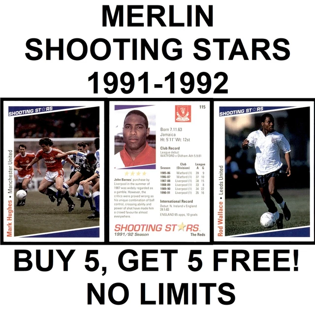 MERLIN SHOOTING STARS 1991-1992 (1 to 200) **PLEASE SELECT CARDS** £1. ...