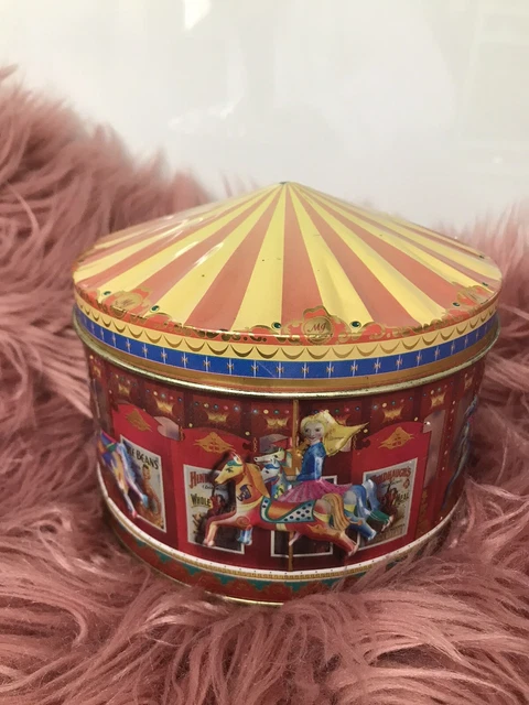 THE MERRY GO Round Carousel EMPTY Tin Storage Container Collectable ...