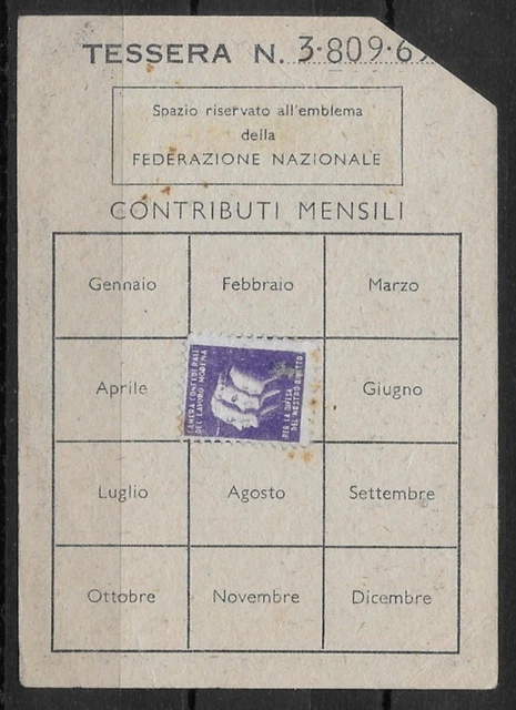 MARCHE DA BOLLO Italia - Marca/Bollino Su Tessera Cgil 1946 Modena EUR ...