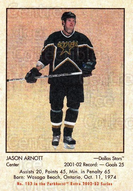 2002-03 PARKHURST RETRO #103 Jason Arnott $2.00 - PicClick CA