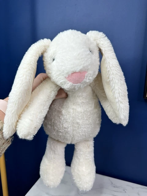 BUNNY RABBIT SOFT Toy Plush card factory my name is white 14” long £15. ...