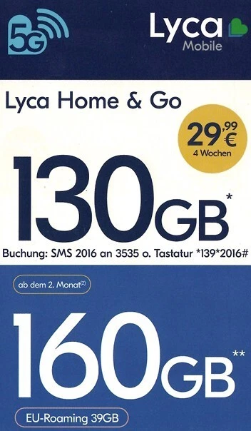 LYCA MOBILE SIM bis 180GB* Lycamobile wählen Tarif Selbst wie zB ...