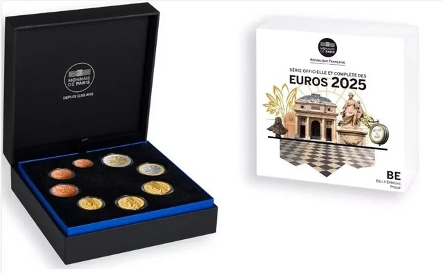 FRANCE 2025 YEAR Proof coin set from 1 cent - 2 euro total 8 coins 3,88 ...