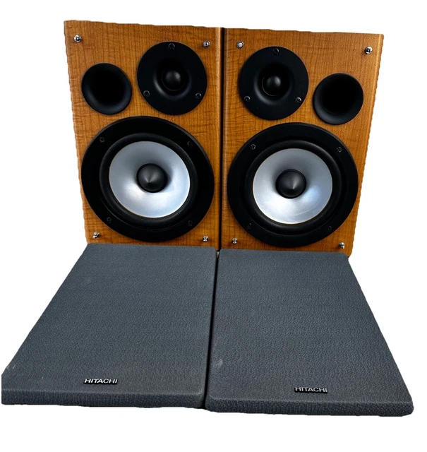 HITACHI MICRO BOOKSHELF Hi-Fi Stereo Speakers 2-way 50w 8ohm Tested And ...