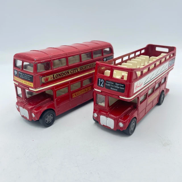 LONDON DOUBLE DECKER Diecast Buses (#12 Hamleys & #9 London City ...