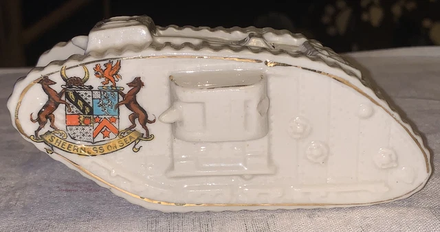 QUEENS CHINA WW1 Crested China Tank. Sheerness on Sea crest. Rare. VGC ...
