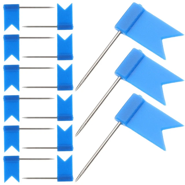 60 PCS FLAG Shape Positioning Pin Card Needles Bulletin Board Photo ...