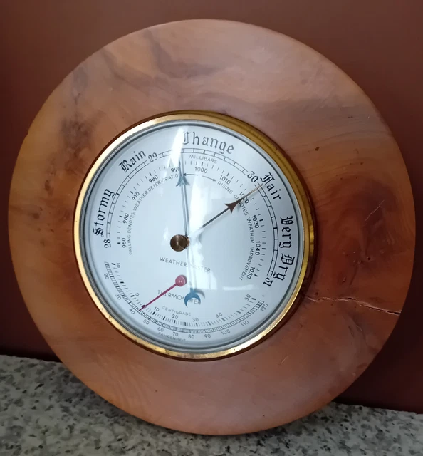 WEATHERMASTER BAROMETER/THERMOMETER IN Scotch Yew Surround £2.49 ...