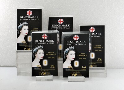 QUEEN ELIZABETH II FIVE PAK 1/60 GRAM BAR PURE 999 FINE GOLD SHIPS TO ...