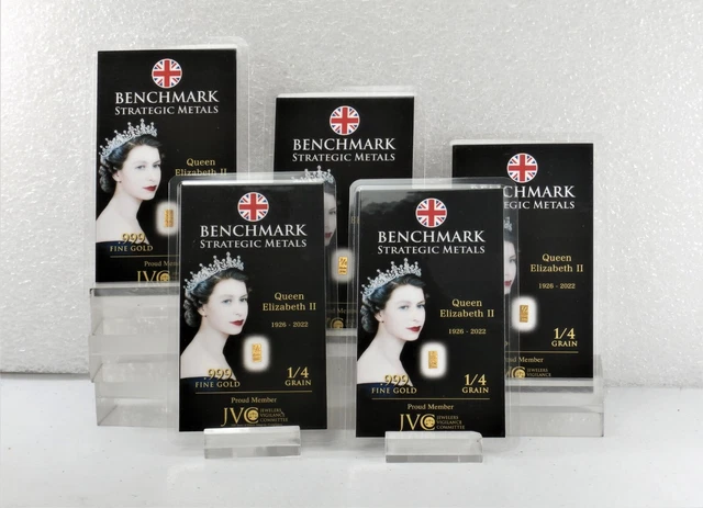 QUEEN ELIZABETH II FIVE PAK 1/60 GRAM BAR PURE 999 FINE GOLD SHIPS TO ...