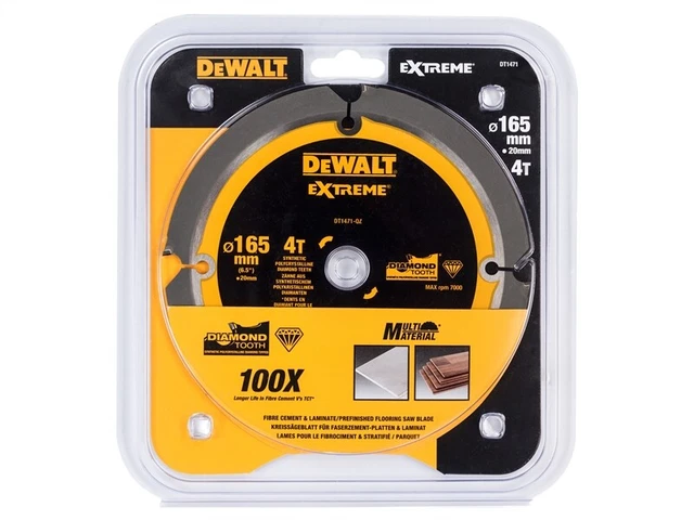 DEWALT EXTREME PCD Fibre Cement Saw Blade 165 x 20mm x 4T DEWDT1471QZ £ ...