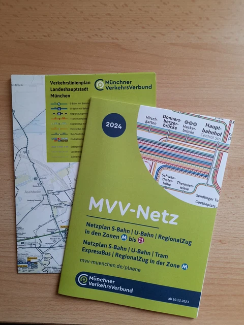 MUNICH (MVV) RAIL/TRAM/BUS route maps, 2024 issues EUR 1,19 - PicClick IT