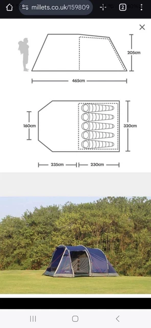 EUROHIKE RYDAL 500 Tent Bundle with Footprint, Carpet,plus 4 Sleeping ...