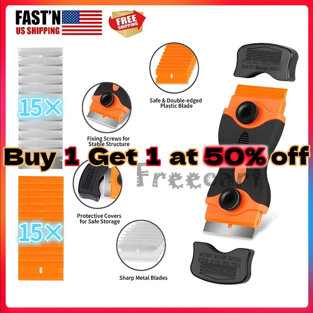 30PCS RAZOR BLADE Scraper Double Edge Razor Scraper Remover Tool Labels ...