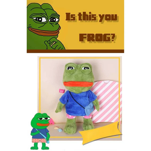 SOFT PLUSH STUFFED Doll Pepe The Frog Sad Frog Teenager with Bag Toy ...