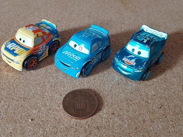 DISNEY PIXAR CARS Mini Racers Bundle.X3.Metallic Dinoco, Bruce ,Dud ...