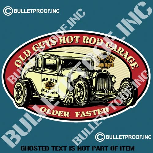 OLD GUYS GARAGE Decal Sticker Vintage Retro Americana Rat Rod Hot Rod ...